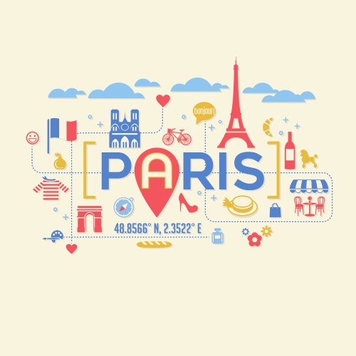 Paris france landmarks and icons Royalty Free Vector Image