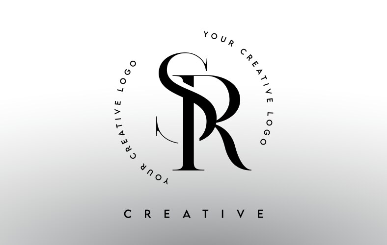 Sr artistic letter logo design with serif font Vector Image