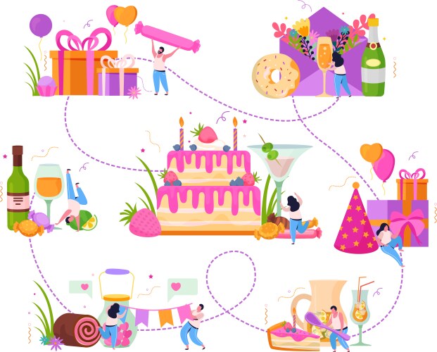 Receiving gifts flat composition Royalty Free Vector Image