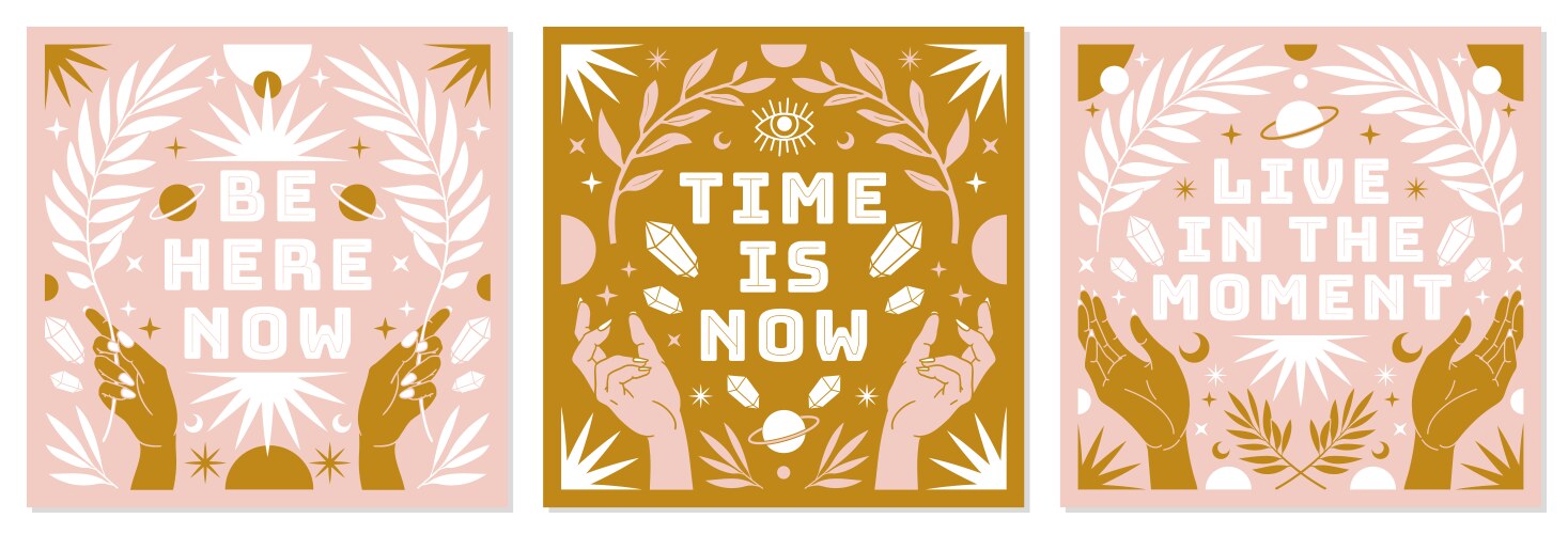 Boho celestial posters with inspirational Vector Image