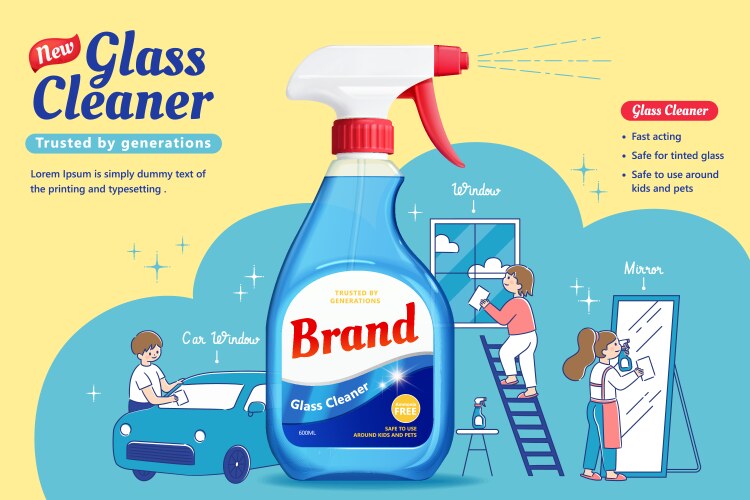 Glass cleaner promo banner Royalty Free Vector Image