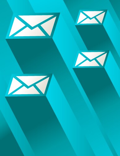 Different blue envelopes opened and closed 3d Vector Image