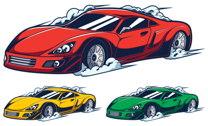 Cartoon red and blue sport racing car Royalty Free Vector