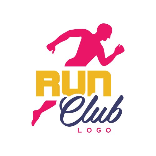 Run sport club logo templates set emblems Vector Image