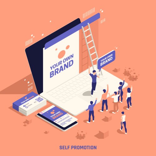 Self branding promotion circular composition Vector Image