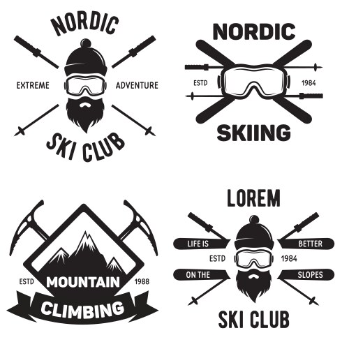 Vintage ski or winter sports logos badges Vector Image