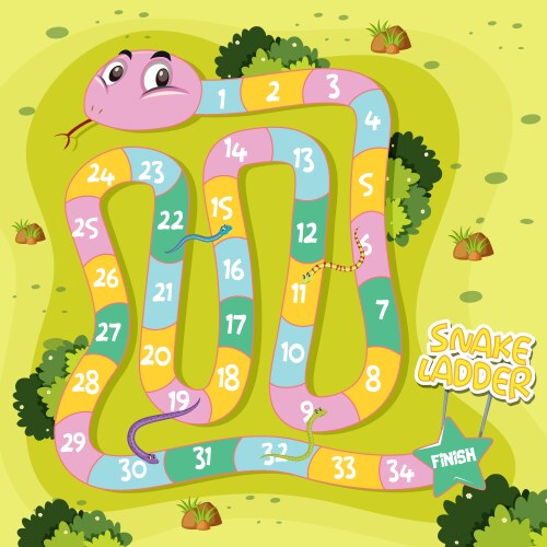 A snake ladder game template Royalty Free Vector Image