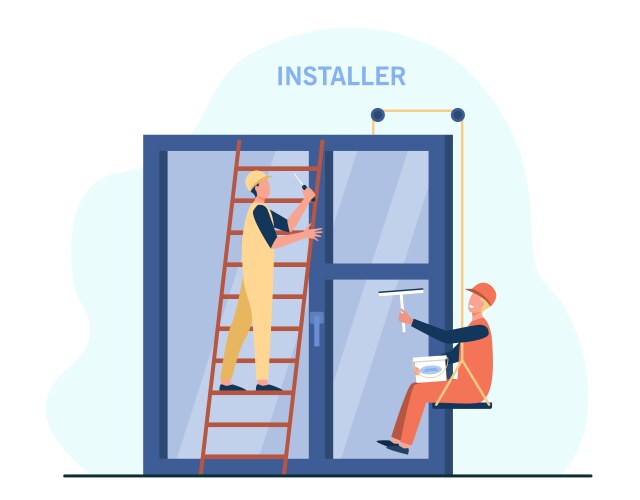 Windows installing service workers poster Vector Image