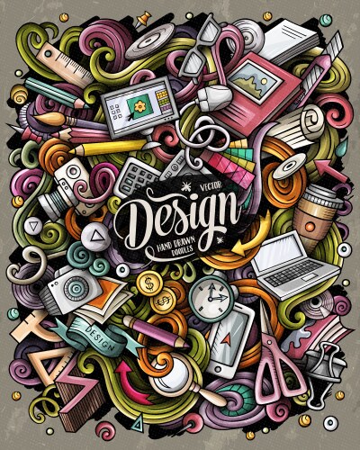 Cartoon doodles art and design Royalty Free Vector Image