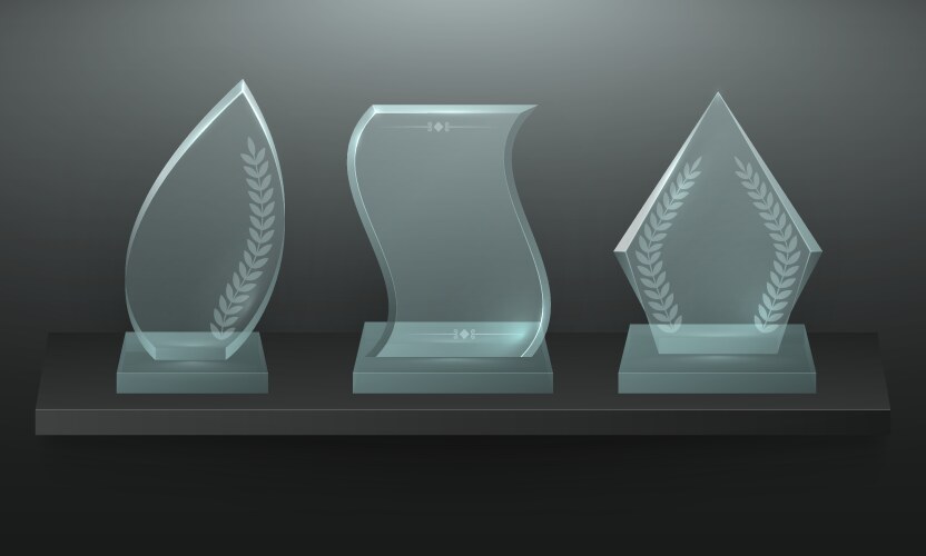 Transparent trophy awards glass award on stand Vector Image