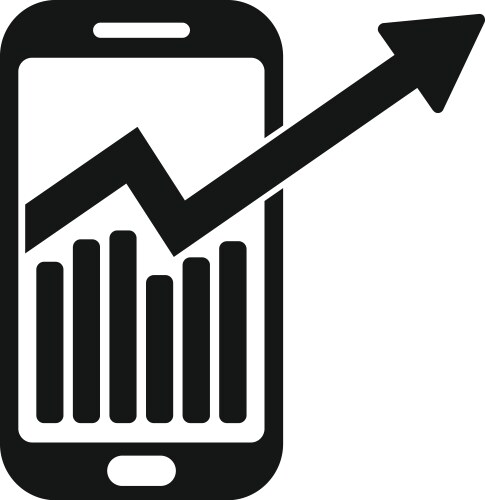 Smartphone showing growing chart and red arrow Vector Image