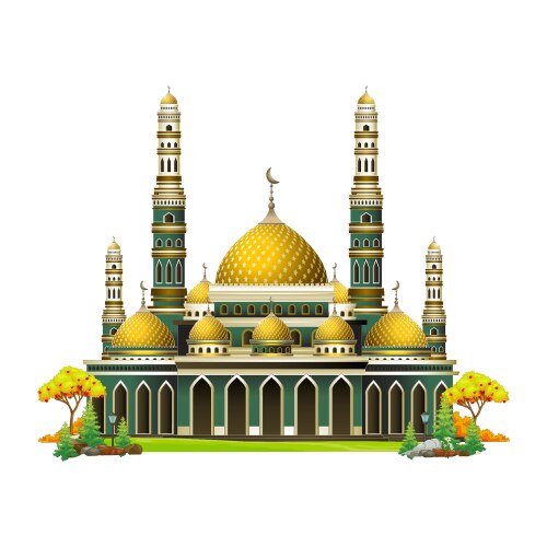 Mosque with kids cartoon Royalty Free Vector Image