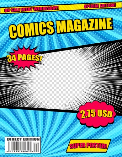 Comics poster design template Royalty Free Vector Image