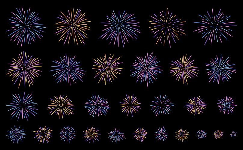 Hand drawn fireworks Royalty Free Vector Image