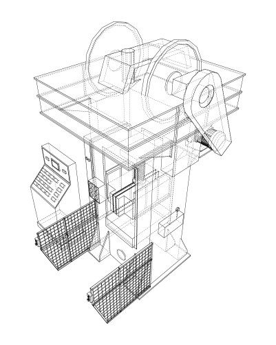Hydraulic press blueprints Royalty Free Vector Image