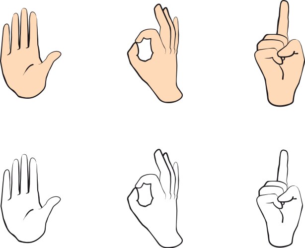 Hand gestures set Royalty Free Vector Image - VectorStock