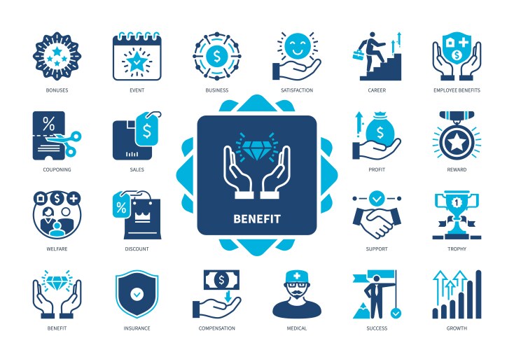 Employee motivation solid icon set Royalty Free Vector Image