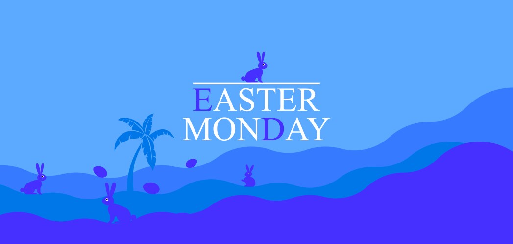 Easter monday parple and white text design Vector Image
