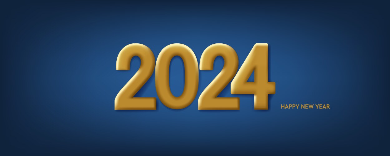 Happy new 2024 year golden metallic numbers Vector Image