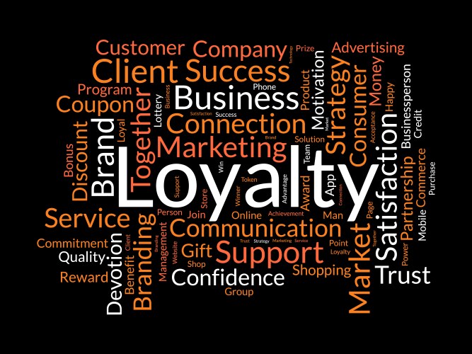Loyalty wordcloud template progress management Vector Image