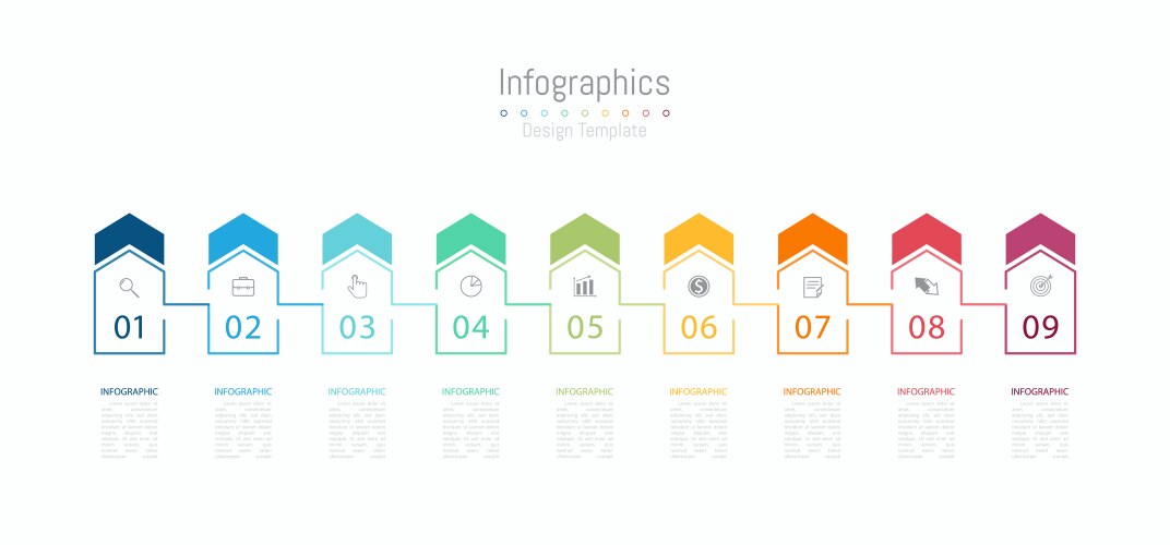 Infographic 9 options design elements Royalty Free Vector