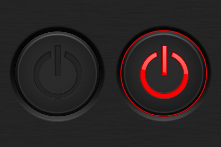 Black led light power button Royalty Free Vector Image
