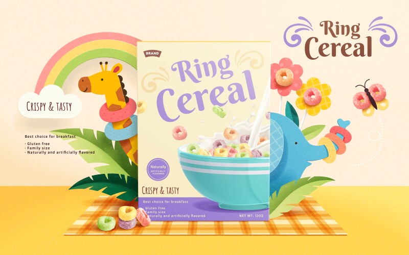 Ring cereal box display background Royalty Free Vector Image