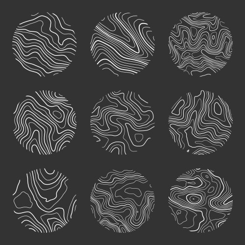 Topographic map circle logo concept on dark Vector Image