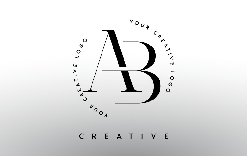 Ab letter logo design icon with serif font Vector Image