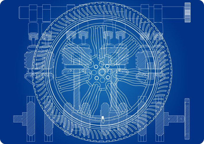 Wheel and engine Royalty Free Vector Image - VectorStock