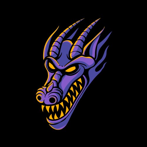 Dragon head silver colour Royalty Free Vector Image