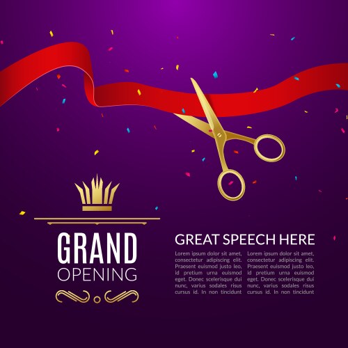 Grand opening design template with ribbon Vector Image
