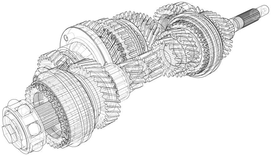 Outline gearbox concept Royalty Free Vector Image