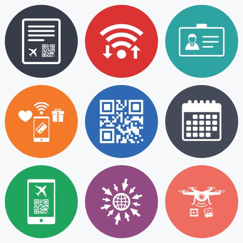 Qr scan code icon boarding pass flight sign Vector Image