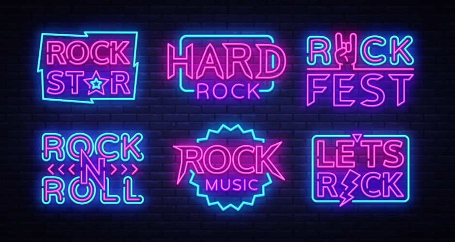 Rock star neon sign design Royalty Free Vector Image