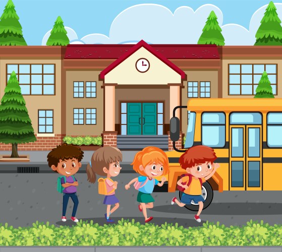 A girl going home from school Royalty Free Vector Image