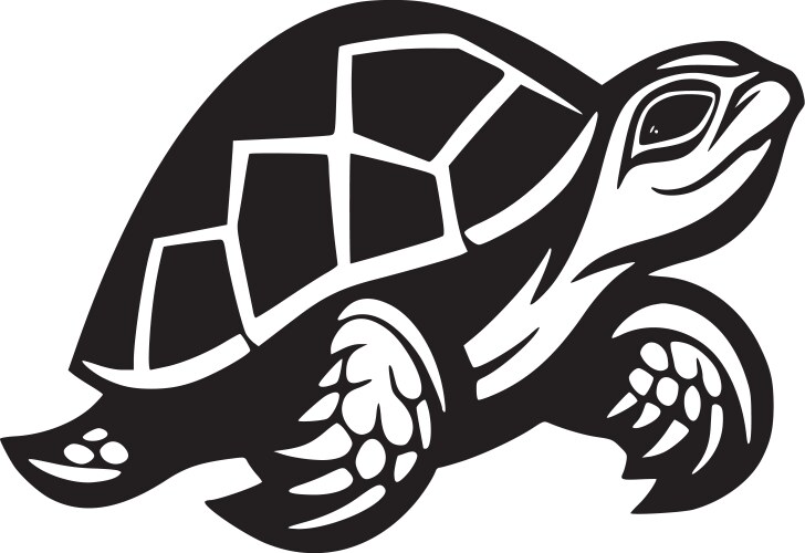 Black graphic sea turtle swimming front view Vector Image