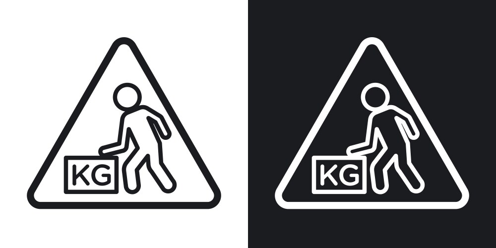 Warning heavy object sign icon set caution Vector Image