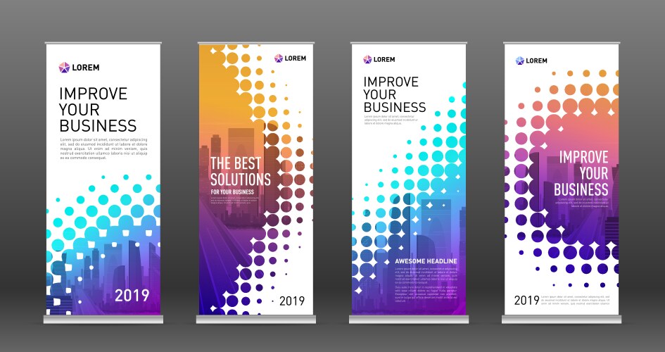 Roll up banner vertical design template Royalty Free Vector