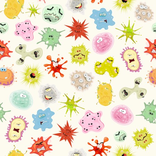 Funny germs and virus kids background Royalty Free Vector
