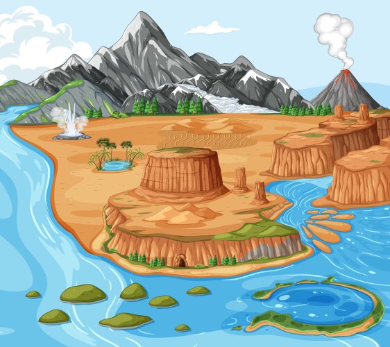 Various landforms and water features Royalty Free Vector