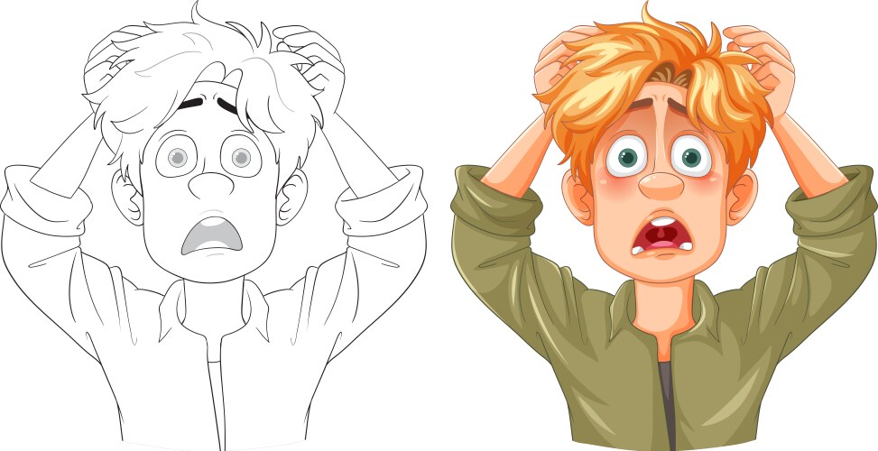 Cartoon character expressing stress Royalty Free Vector