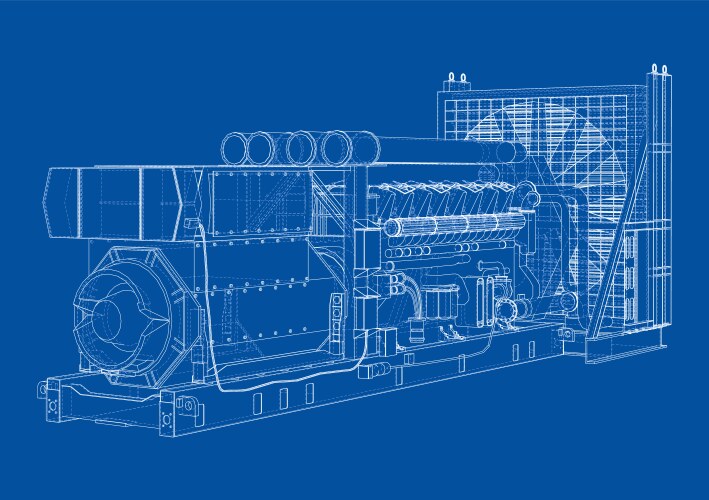 Mobile power generator blueprints Royalty Free Vector Image