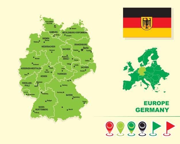 Detailed map of the germany Royalty Free Vector Image