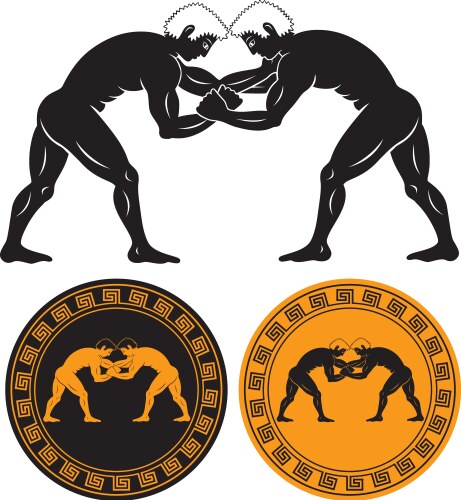 Greco-roman wrestling club logo template Vector Image