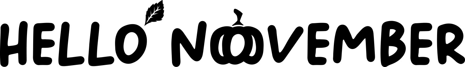 Hello november black text with pumpkin isolated on