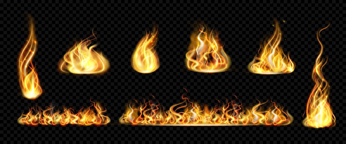Cartoon burning camp fire flames with campfire Vector Image
