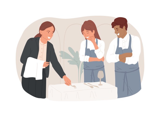 Restaurant staff training isolated cartoon Vector Image