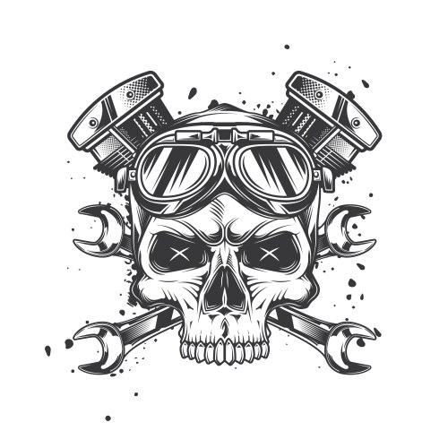 Skull in motorcycle glasses Royalty Free Vector Image