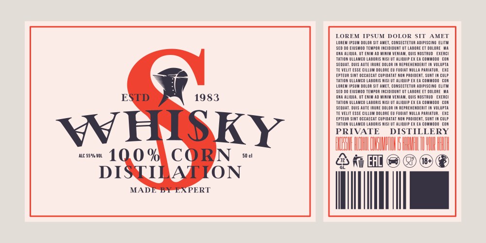 Template decorative label for whiskey Royalty Free Vector